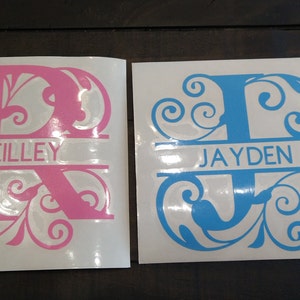 Monogram Car Decal/monogram Decal/split Letter Decal/ Laurel | Etsy