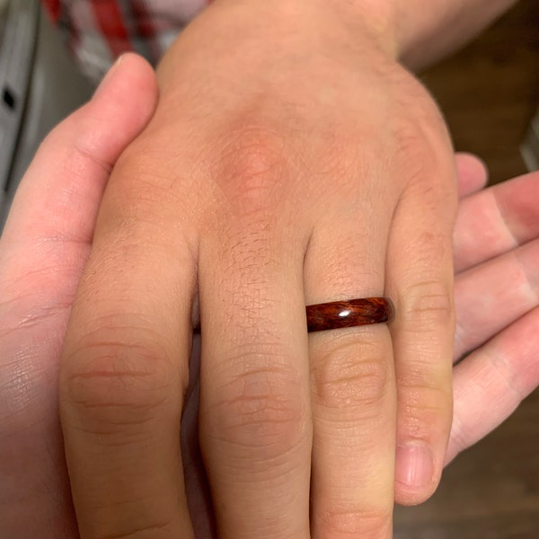 Bloodwood Spiral Grain Wood Ring. Handmade, Custom, Wooden Wedding ...