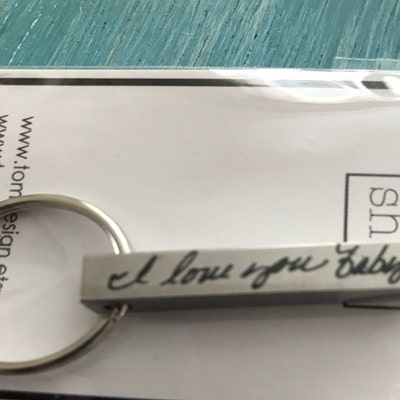 Handwriting Keychain Engraved Keychain Signature Key Chain Personalized ...