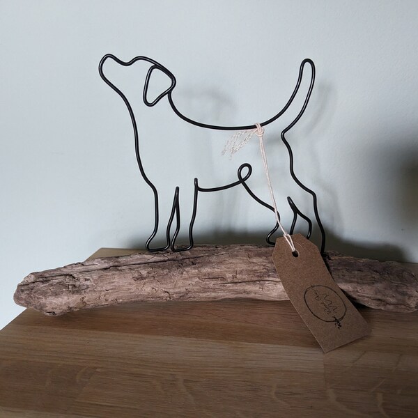 Handmade Wire Labrador on Driftwood, Home Decor, Dog Gifts, Wire Art ...