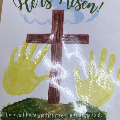 PRINTABLE Easter Handprint Art Craft for Kids, He is Risen Keepsake Art ...