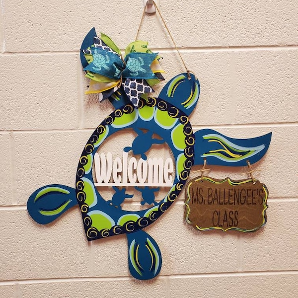 Turtle Teacher Door Hanger - Etsy