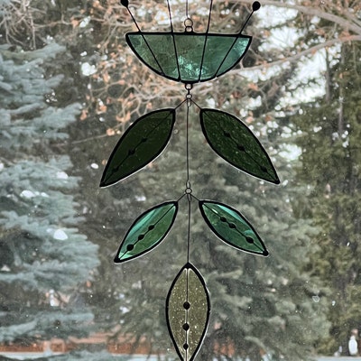 Mobile Suspendu En Verre, Mobile Décoratif En Vitrail, Mobile Bleu En ...