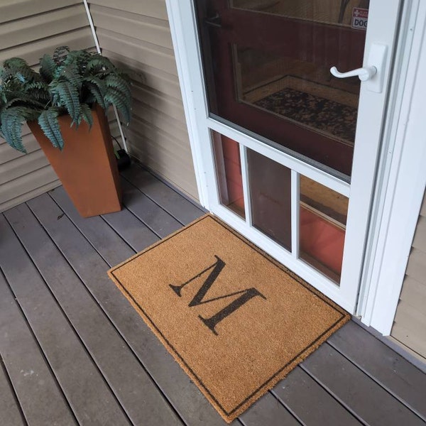Single Initial Monogram Doormat, Classic Serif Style Letters ...