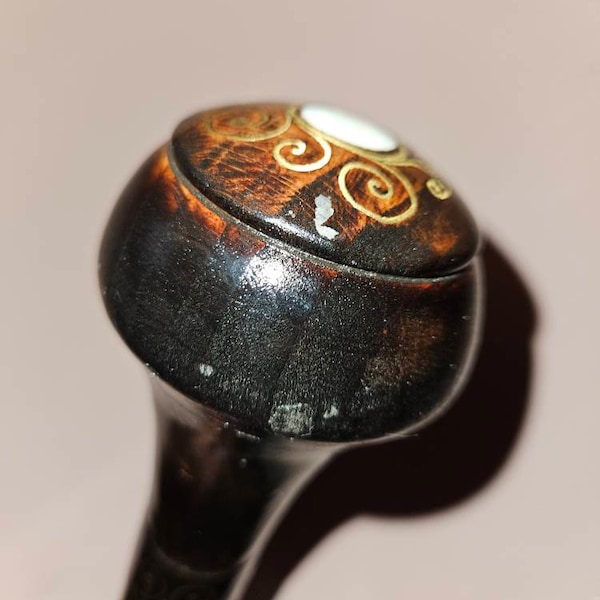 Walnut Wood Walking Cane: Mother of Pearl Inlay, Gift Box - Etsy