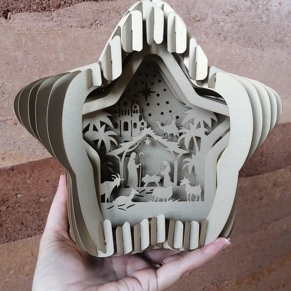 Nativity Scene Star Pop up SVG, Silhouette Templates Creating Star ...