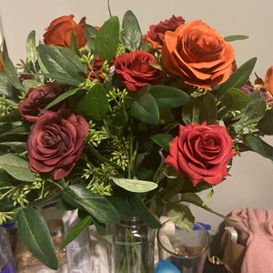 Dark Red Real Touch Roses Silk Artificial Flowers petals Feel and Look ...