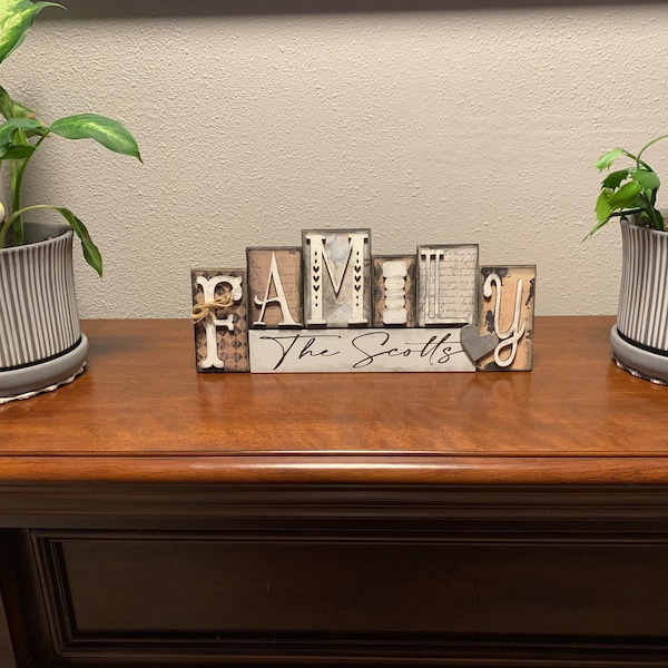 Family Blocks, Wooden Block Signs, Mantle Decor Modern - Etsy