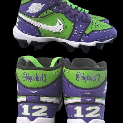 Custom Hand Painted Jordan 1 Softball Cleats - Etsy