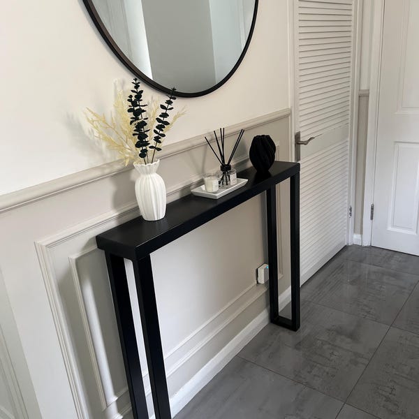 Black Console Table With Handmade Industrial Steel Legs | Hallway Table ...