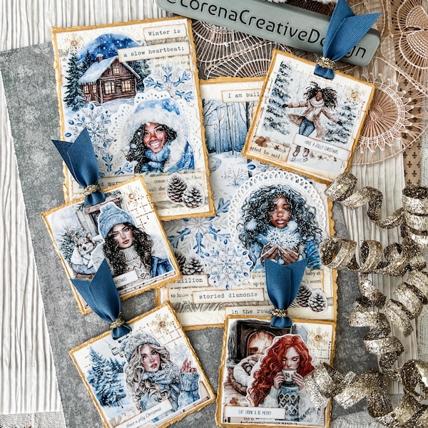 Cozy Winter Clipart, Snowflake PNG Bundle, Watercolor Bluey Clipart ...