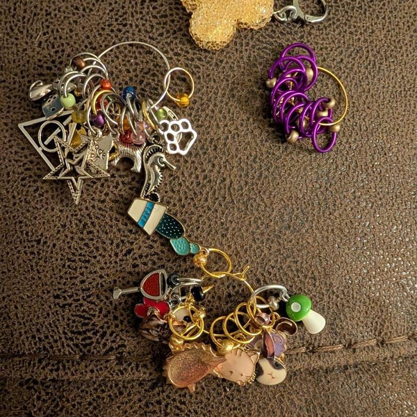 Snag Free Stitch Markers "black Rainbow" ,dangle Free Knitting Rings ...