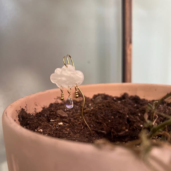 Small Rain Cloud Plant Stake. House Plant Decor. Wire Plant Stake ...