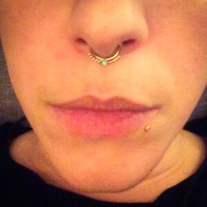 2mm Light Blue Opal SEPTUM RING // Gold Nose Ring Septum | Etsy