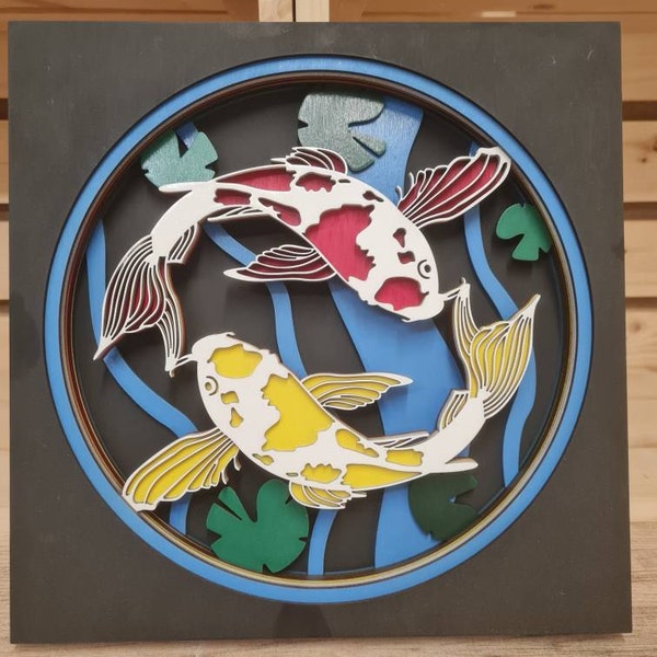 3D Koi Fish Svg - Shadow Box Svg, Fish Svg - Etsy