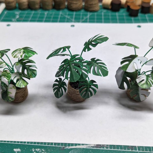 Printable Miniature Plants Monstera Dollhouse Set. 1:12 Scale ...