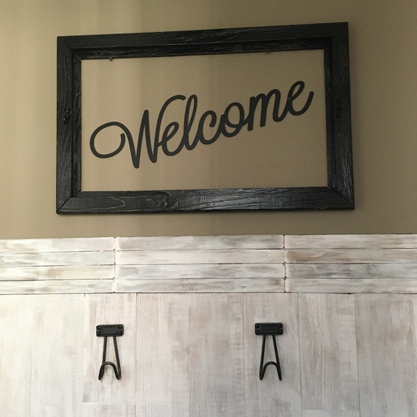 Welcome Sign, Metal Wall Art, Metal Sign, Wall Decor, Script, Wall ...