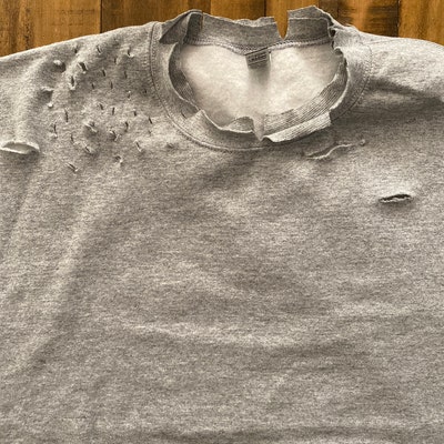 Gray Distressed Unisex Sweatshirt - Etsy