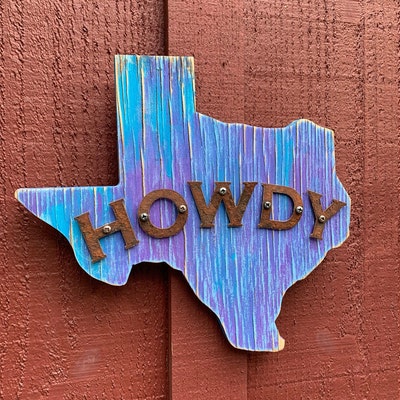 Howdy Texas Rustic Wood & Metal Sign - Etsy