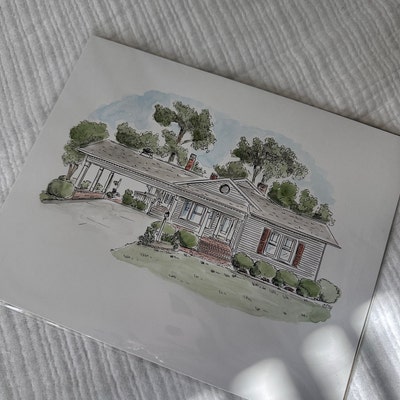 Custom House hand-drawn Sketch 8x10 Pen and Ink Drawing Doodle Bar Home ...