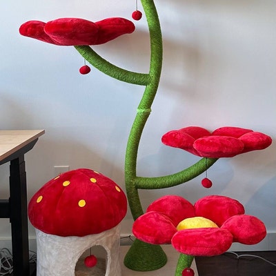 EDEN Wood Floral Cat Tree Tower Wooden Cat Tower Modern Cat Climbing ...