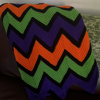 Large Crocheted Ripple Afghan in Grey Tones - Etsy