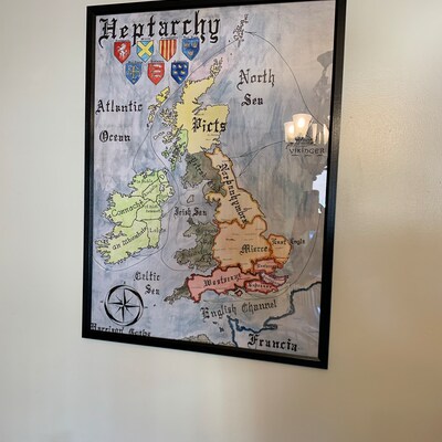 Map of Anglo-saxon Britain the Heptarchy - Etsy UK