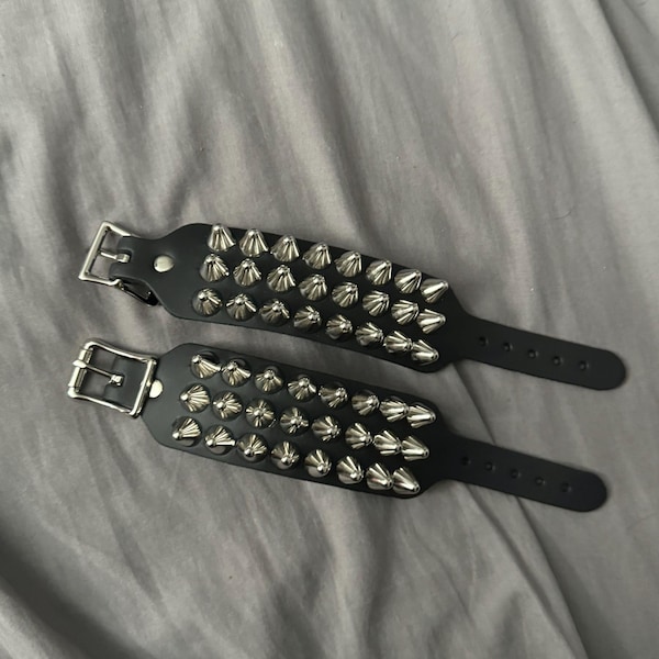 Jumbo Long Cone Spike Bracelet Punk Rock Goth Bracelet Cuff 1/2 Wide ...