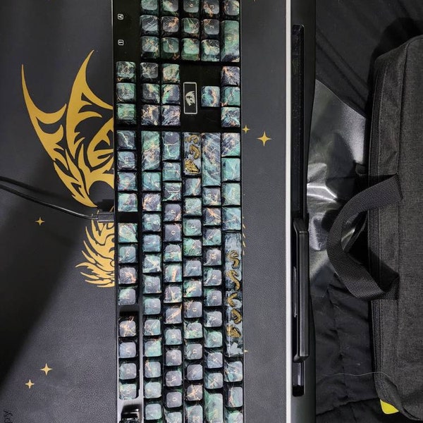 Green Marble Keycaps | 109 Cherry or XDA Profile Keys for Mechanical ...