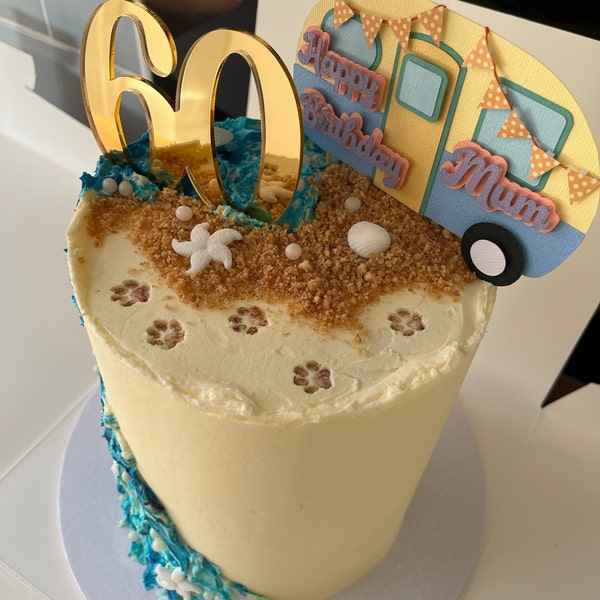 Personalised Camper Van Cake Topper, Retro Camper Van, Vintage Caravan ...