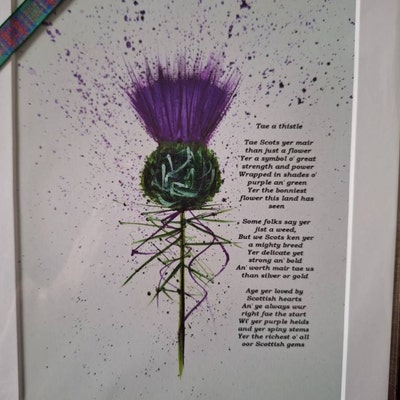 Scottish Thistle Print, Robert Burns Poem, Scottish Gift, Scotland Gift ...
