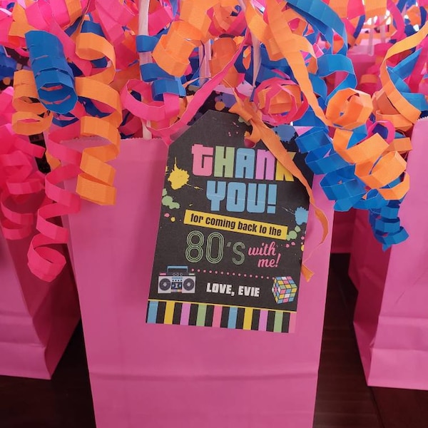 80s Thank You Tags, 80s Favor Tags, 80s Birthday Party, 80s Birthday ...