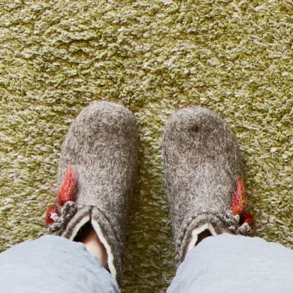 Cozy Felted Slide Wool Slippers, Irida Design,color Beige - Etsy