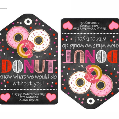 EDITABLE Valentine's Day Donut Gift Tags Staff Teacher - Etsy