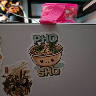 Pho Sho Cute Cartoon Bowl of Pho Sticker, Fun Foodie Decal for Laptops ...
