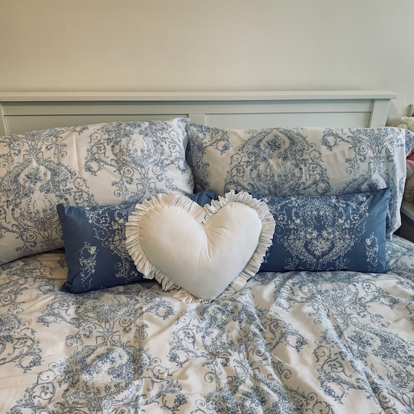 Frilled Heart Pillow Heart Cushion Professionally Made Frilled Pillows ...