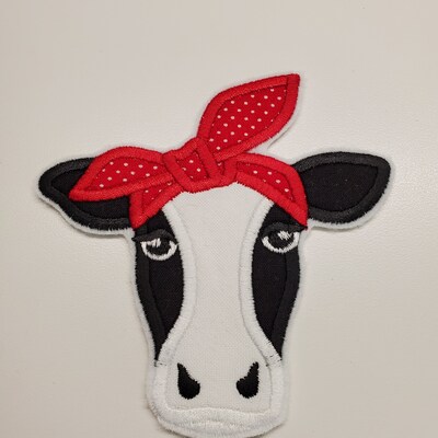 Cow Face, Cow Head, Cow With Bandanna, Farm Cow Applique, Little Cow ...
