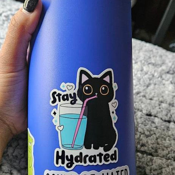 Stay Hydrated Cute Cat Sticker, Daily Reminder, Emotional Support Water ...