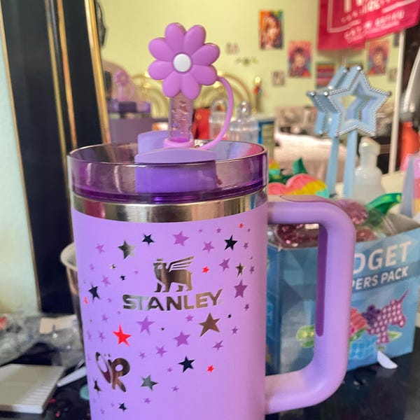 Retro Daisy Tumbler Straw Topper Floral Bottle Straw Cover Silicone ...