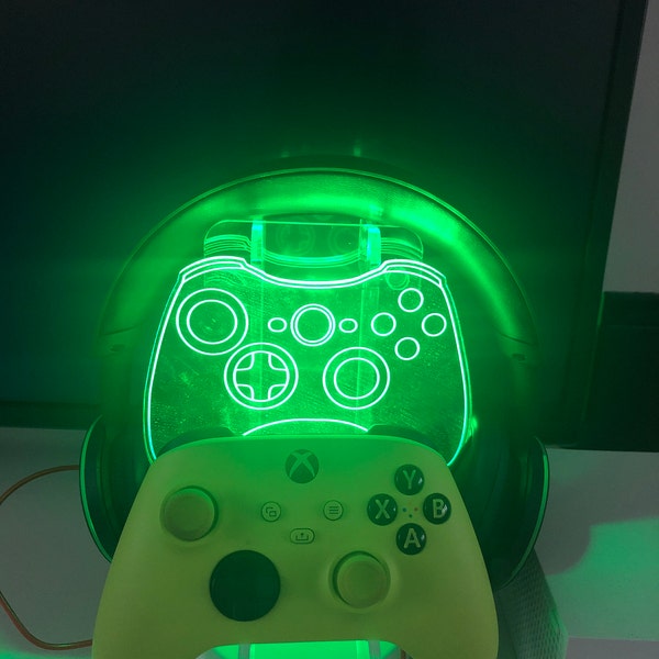 Personalised Neon Green Controller and Headset Gaming Station With ...