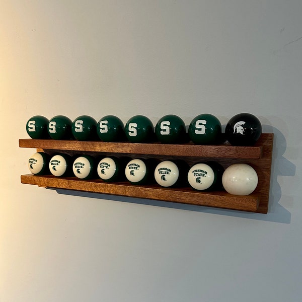Handmade Hardwood Pool Ball Rack: Wall Mount Billiard Shelf - Pool Ball ...