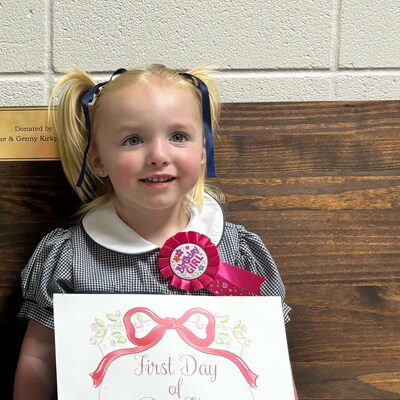 Floral & Pink Bow First Day of School Sign Watercolor First Day of ...