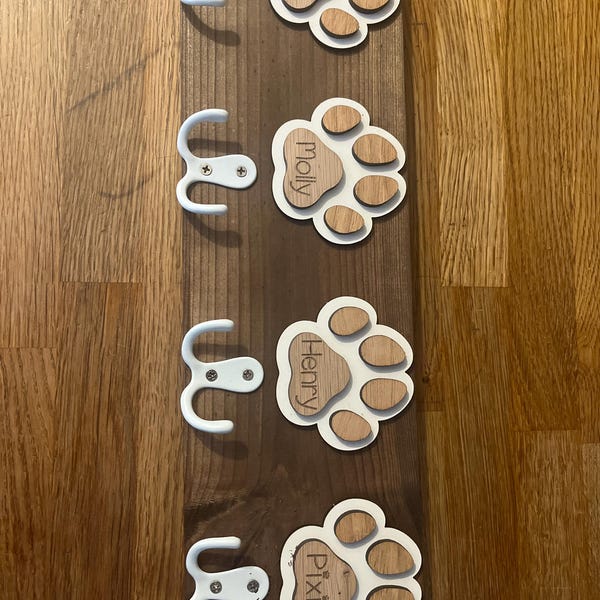 Personalised Wooden Dog Leash Hanger, Custom Dog Lead Hanger. Dog Leash ...