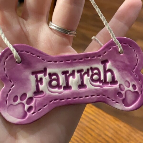 Personalized Ceramic Dog Bone Christmas Ornament, Custom Clay Dog Bone ...