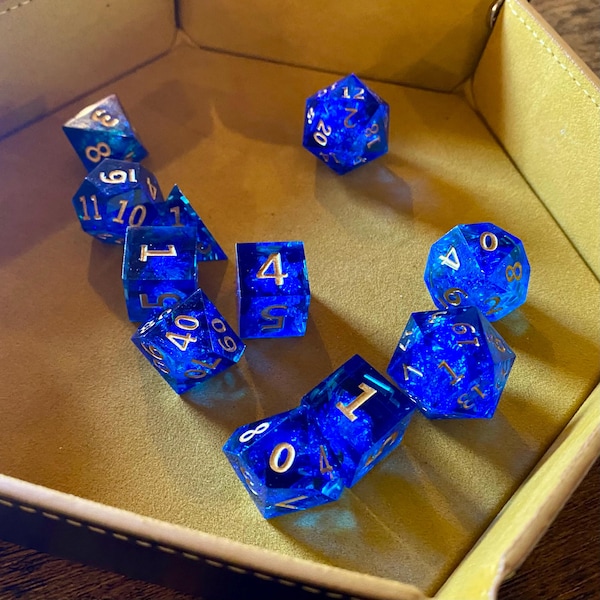 Green Lightning DND D20 Dice, Resin Sharp Edge Dice Set, D&D Dice Set ...