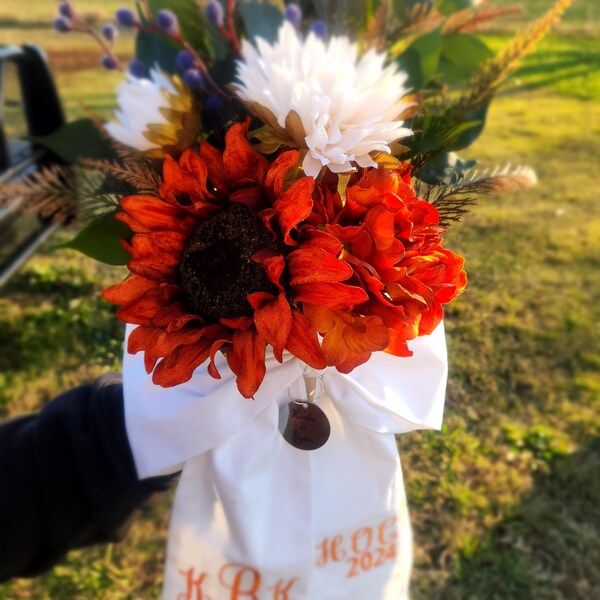 Hoco Custom Embroidered Bouquet Wrap Sash Bow Prom Bouquet Sash With ...