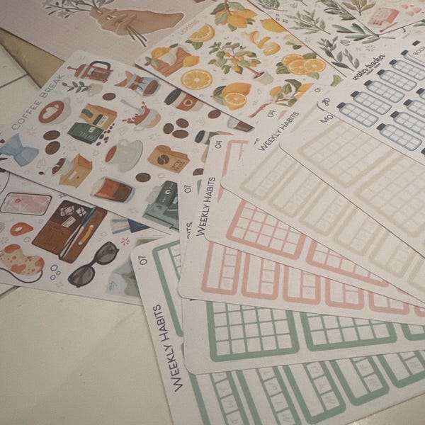 Sticker Sheet Coffee Break Sticker Breakfast Sticker Café Sticker ...