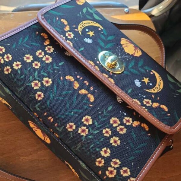 Cottagecore Witch Canvas Satchel Bag, Cute Women Witchy Floral ...