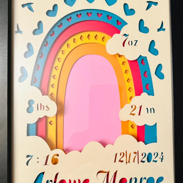 3D Baby Stats Shadow Box for Kids, Baby Birth Shadow Box, Custom Name ...