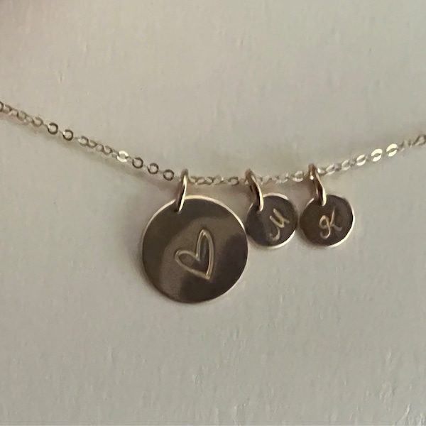 Personalized Disk Necklace, Custom Tiny Initial Tags | 14k Gold Fill, Sterling Silver | LN227 - Etsy